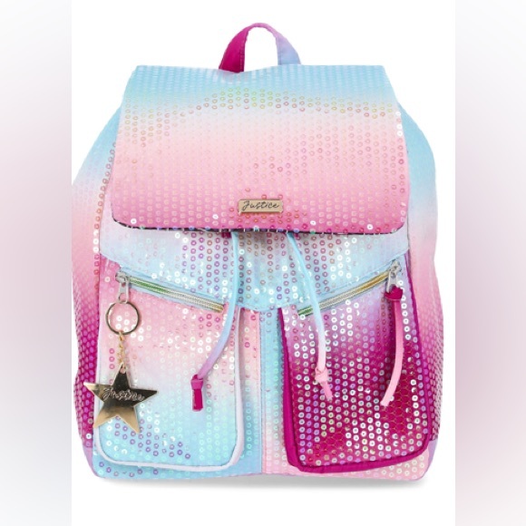 Justice | Accessories | Justice Pink And Blue Sequin Backpack | Poshmark